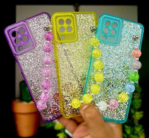 Capa Para Celular Glitter Arco íris Com Suporte Strap Capas no Atacado Películas Capinhas