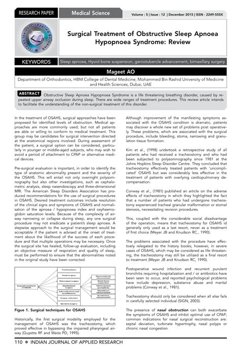 Pdf 10 X Indian Journal Of Applied Research Surgical Treatment Of Obstructive Sleep Apnoea