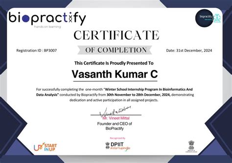 Bioinformatics Machinelearning Dataanalysis Internship Skilldevelopment