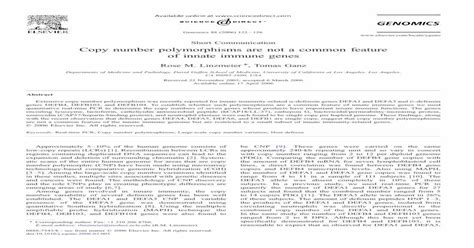 copy number polymorphisms are not a common feature of innate immune