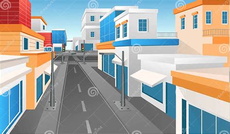3d Concept Illustration View Of Modern Urban Crossroad Building Stock