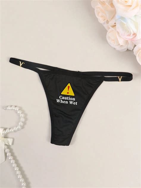 Womens Sexy Comfortable Fashionable Metallic Decorated Printed Thong