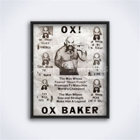 Ox Baker Wrestling Poster Vintage Heart Punch Art Print Digital