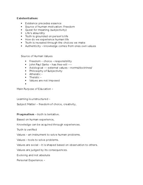 Existentialism Freedom Choice And Human Values Exploration Studocu