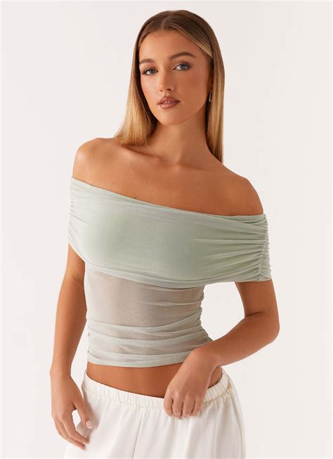 Nelly Off Shoulder Top Pistachio Peppermayo Us