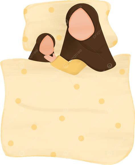 잠자는 딸과 함께 어머니 엄마와 딸 자다 무슬림 가족 Png 일러스트 및 Psd 이미지 무료 다운로드 Pngtree