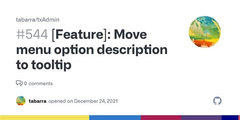 Feature Move Menu Option Description To Tooltip Issue