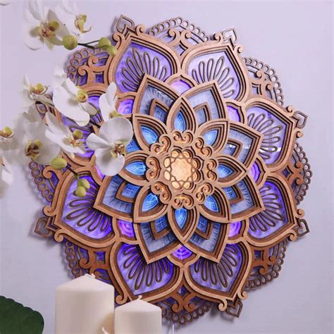 Romantic And Spiritual Wooden Mandala Lamp Inspire Uplift