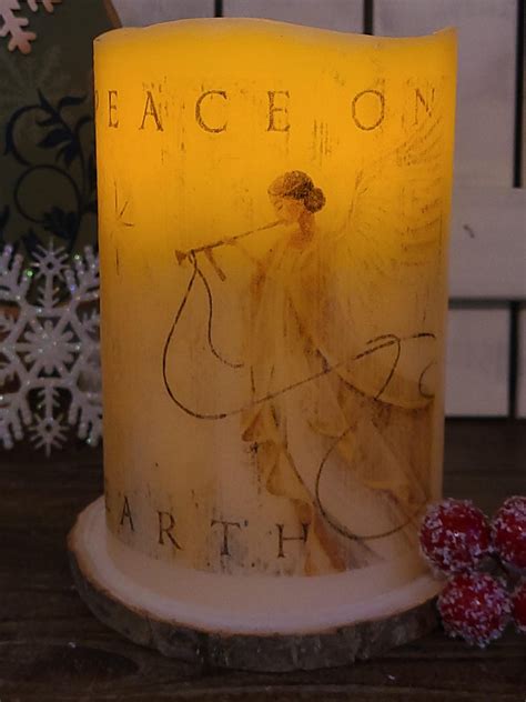 Peace On Earth Angel Flameless Candle Wtimerchristmas Candlescandle