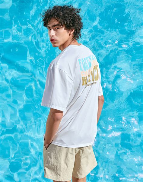 Set 쿨링라이트 루즈핏 남성 반팔 래쉬가드 세트 화이트