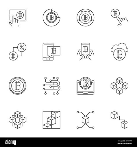 Vector Set Of Blockchain Icons In Thin Line Style On White Background Stock Vector Image And Art