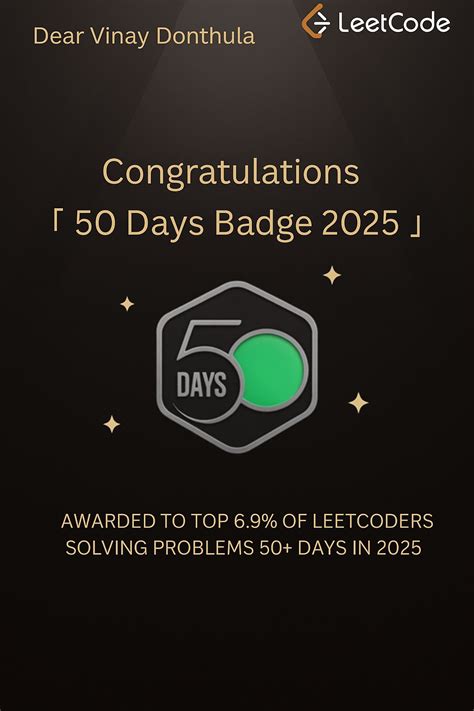 Leetcode Achievementunlocked Problemsolving Continuouslearning Vinay Donthula