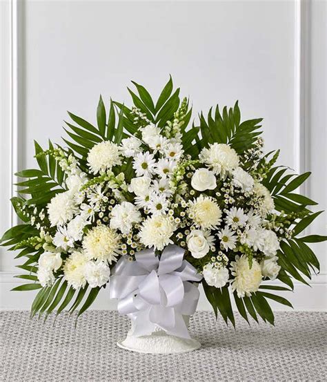 White Sympathy Floor Basket At From You Flowers