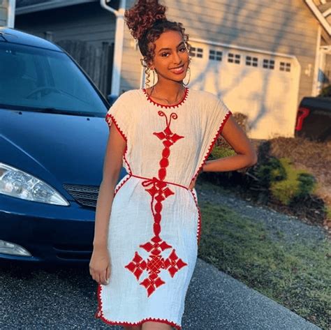 Clipkulture | Beautiful Casual Habesha Kemis Dress With Red Embroidery