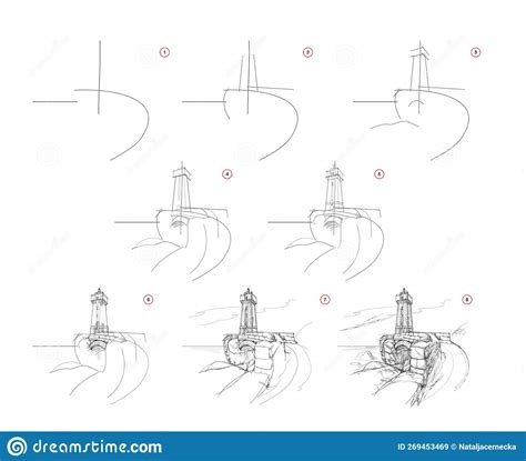 Page Shows How To Learn To Draw Sketch Of Seascape With Lighthouse Pencil Drawing Lessons