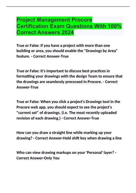 Project Management Procore Certification Exam Questions With 100 Correct Answers 2024 Procore