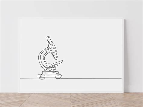 Minimalist Microscope Poster Printable Microscope Wall Art Biologist Wall Art Science Digital