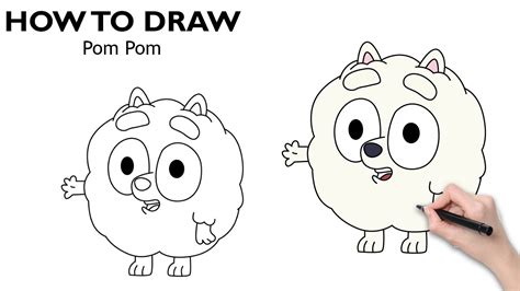 How To Draw Pom Pom From Bluey Step By Step Youtube