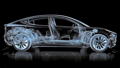 Electric Car X Ray View Highlighting Engineering And Battery Design