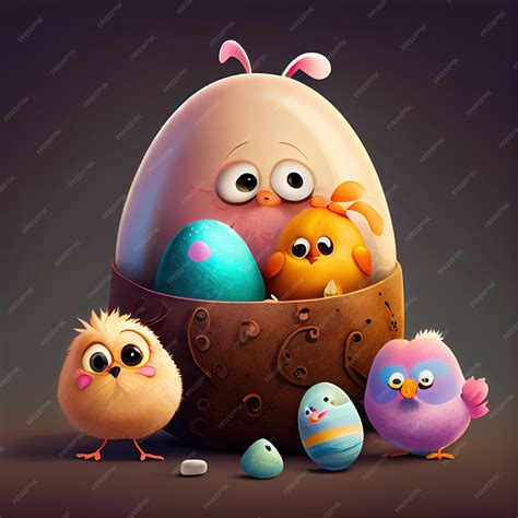 Premium Photo 3d Cute Easter Cartoon Character Generative Ai