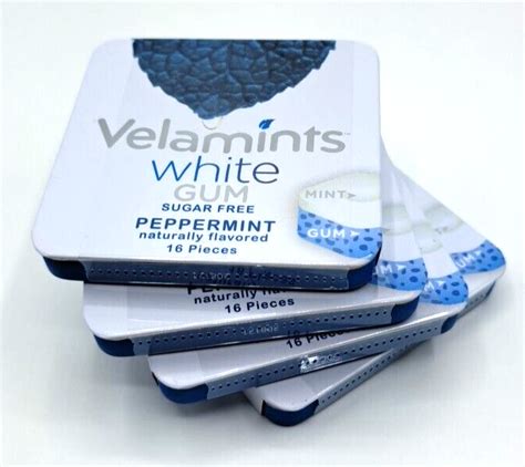 Velamints White Gum Peppermint Sugar Free Tin Pack Of 4 859139004782 Ebay