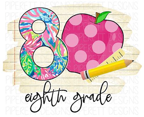 8th Grade Level Shirt Eighth Teacher Apple Colorful Floral Preppy