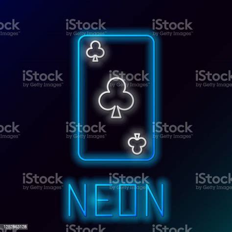 검은 색 배경에 고립 된 클럽 기호 아이콘과 파란색 빛나는 네온 라인 재생 카드 카지노 도박 다채로운 개요 개념 벡터 일러스트레이션 가능성에 대한 스톡 벡터 아트 및 기타