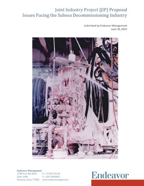 Pdf Joint Industry Project [jip] Proposal Issues Facing … Joint Industry Project [jip