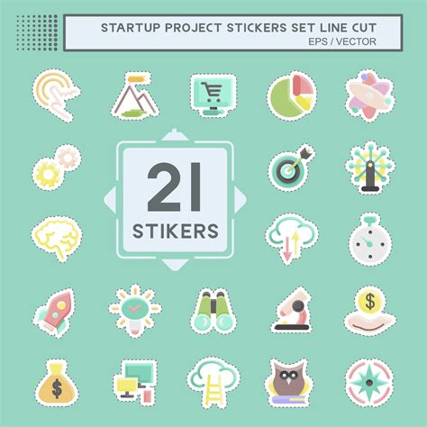 Sticker Line Cut Set Startup Project Suitable For Startup Symbol Simple Design Editable