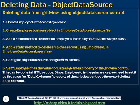 Sql Server Net And C Video Tutorial Part 15 Deleting Data From Gridview Using Object