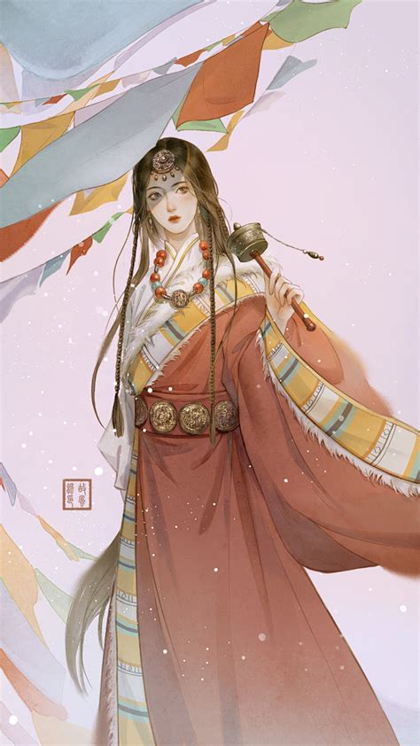 藏族少女故风凉插画师作品