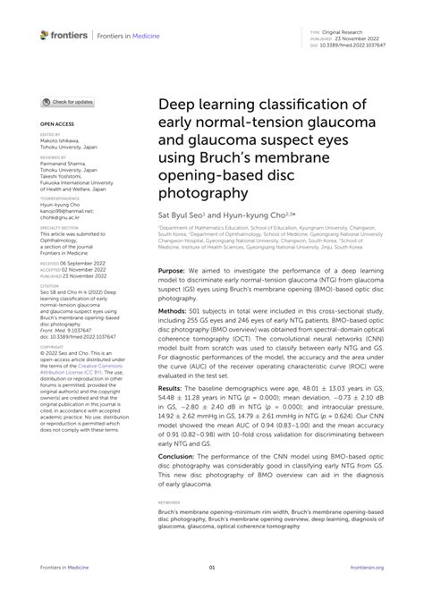 Pdf Deep Learning Classification Of Early Normal Tension Glaucoma And Glaucoma Suspect Eyes