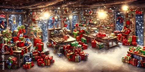Santas Elves Making Toys