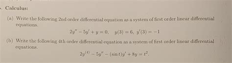 Solved A Write The Following 2nd Order Differential