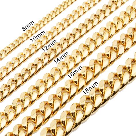 14mm Stainless Steel Miami Cuban Chain In Gold Helloice
