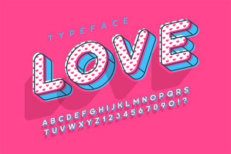 선형 현대 Popart 알파벳 디자인 문자 및 숫자 사랑에 대한 스톡 벡터 아트 및 기타 이미지 사랑 팝 아트 3차원 형태 Istock