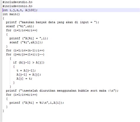 Contoh Program Algoritma Bubble Sort Perful