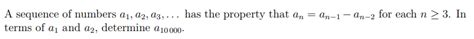 Solved A Sequence Of Numbers A1a2a3 Has The Property