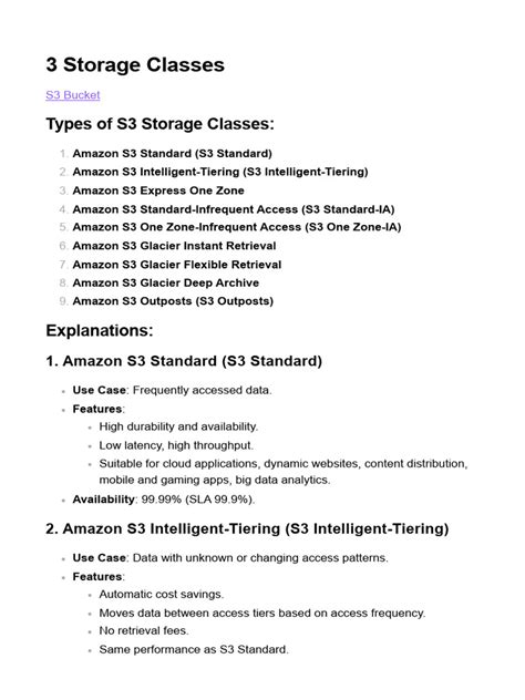 3 Storage Classes Pdf Computer Data Storage Backup