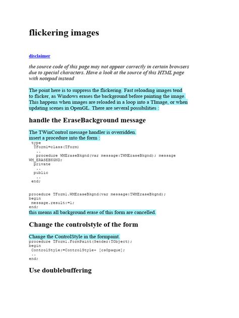 Avoid Flickering Images Delphi Pdf