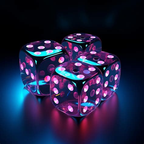 premium photo 3d rendered ludo dice with neon effect against black