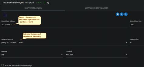 raspberrymatic als docker container an iobroker koppeln