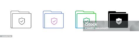 데이터 보호 아이콘에는 편집 가능한 획 선 이중 색상 선 그라디언트 선 및 실선의 네 가지 스타일이 있습니다 웹 디자인 모바일 앱 Ui Ux 및 Gui 디자인에 적합합니다