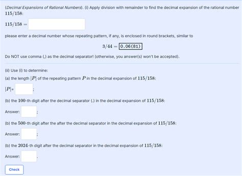 Solved Decimal ﻿expansions Of ﻿rational Numbers I