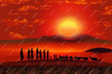 생성 Ai 기술로 만든 아프리카 사바나의 마사이족 프리미엄 사진