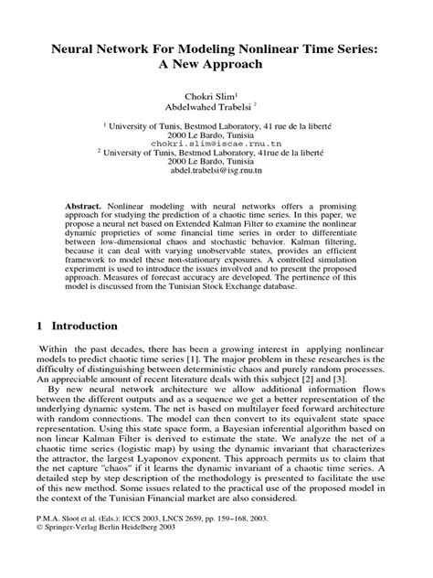 Neural Network For Modeling Nonlinear Ti Pdf Kalman Filter Artificial Neural Network