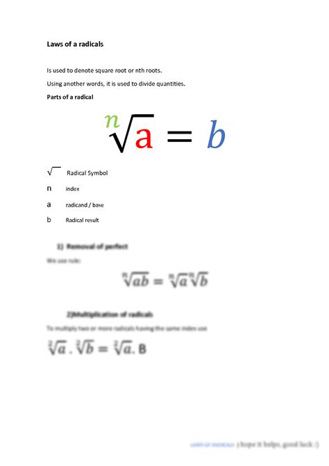 SOLUTION Laws Of Radicals Studypool