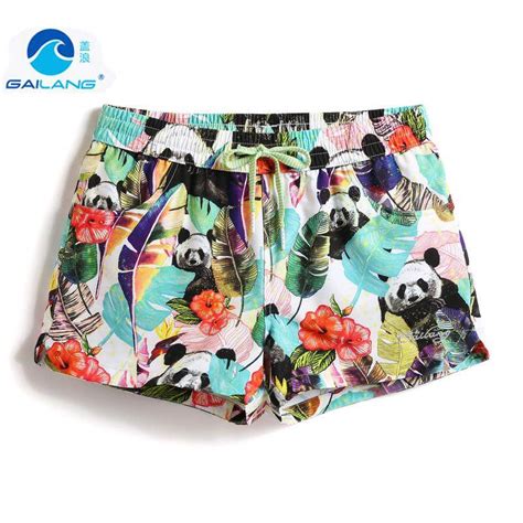 Gailangกางเกงชายหาดคู่รักลายหมีแพนด้า กางเกงชายหาดขาสั้นทรงหลวมกางเกงกีฬาขาสั้นแบบลำลองสำหรับใส่
