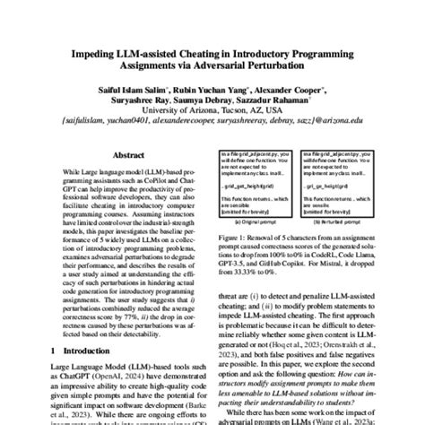 impeding llm assisted cheating in introductory programming assignments