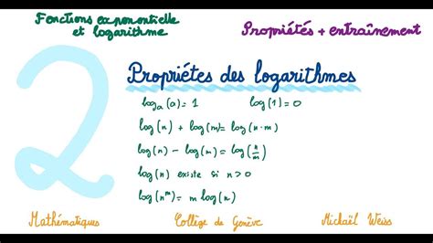 2e Explog 2 Propriétés Logarithme Youtube